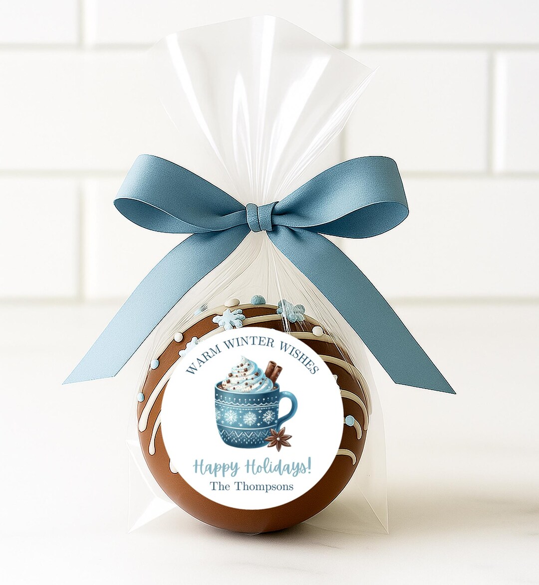 Hot Cocoa Bomb Labels, Warm Winter Wishes, Happy Holidays Treats, Hot ...