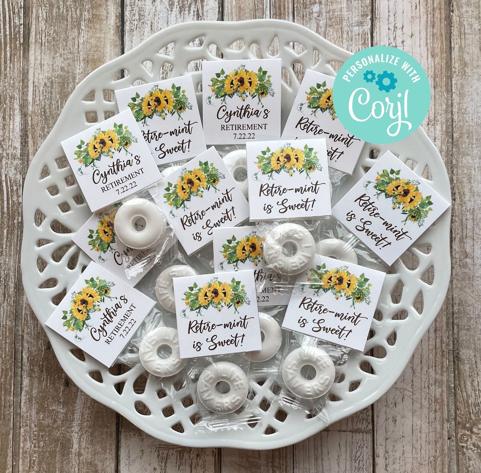 Editable Retirement Mint Favors, Retire Mint, Custom Mints, Sunflower ...