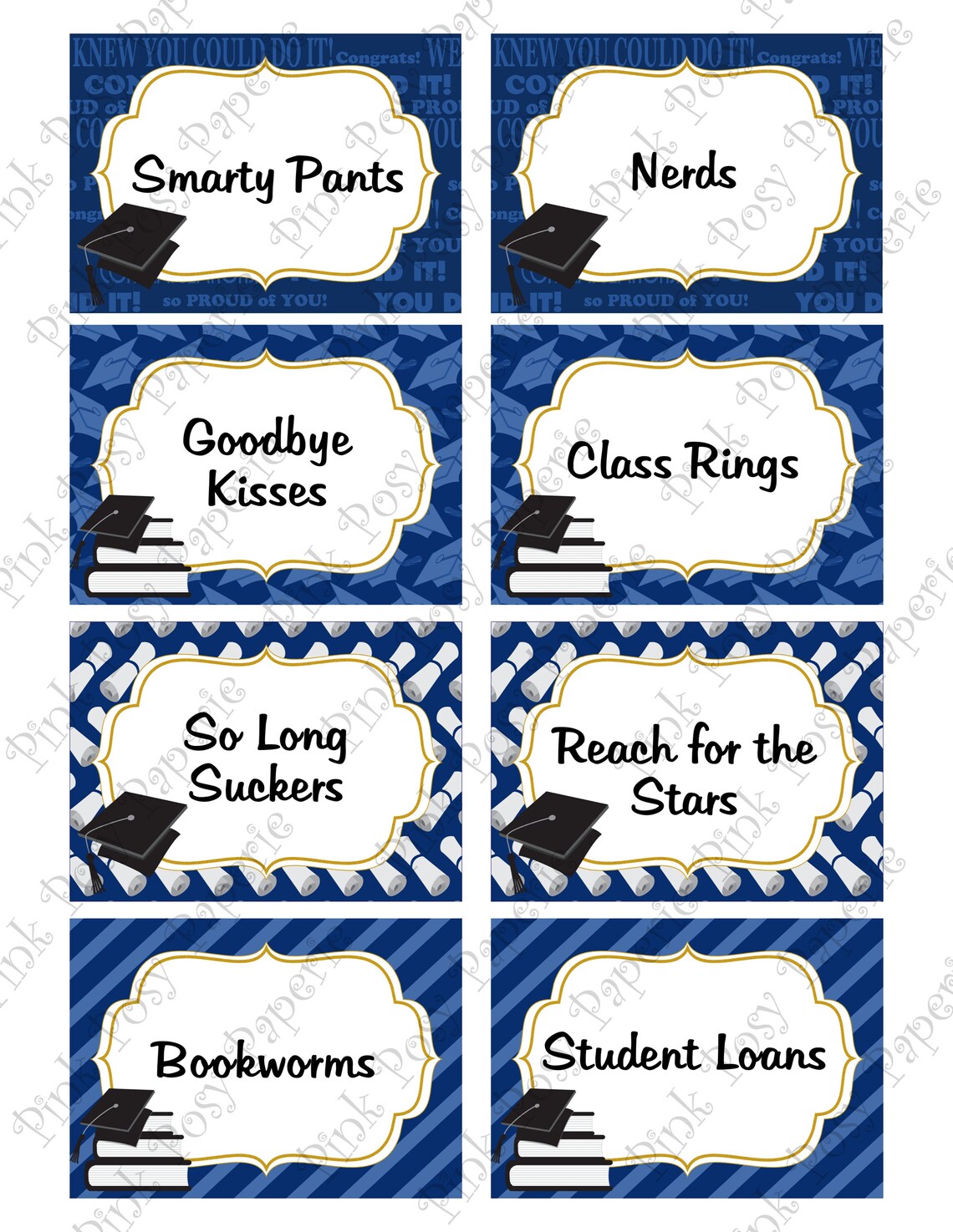 Editable Graduation Candy Labels, Candy Bar, Candy Buffet, Navy Blue ...