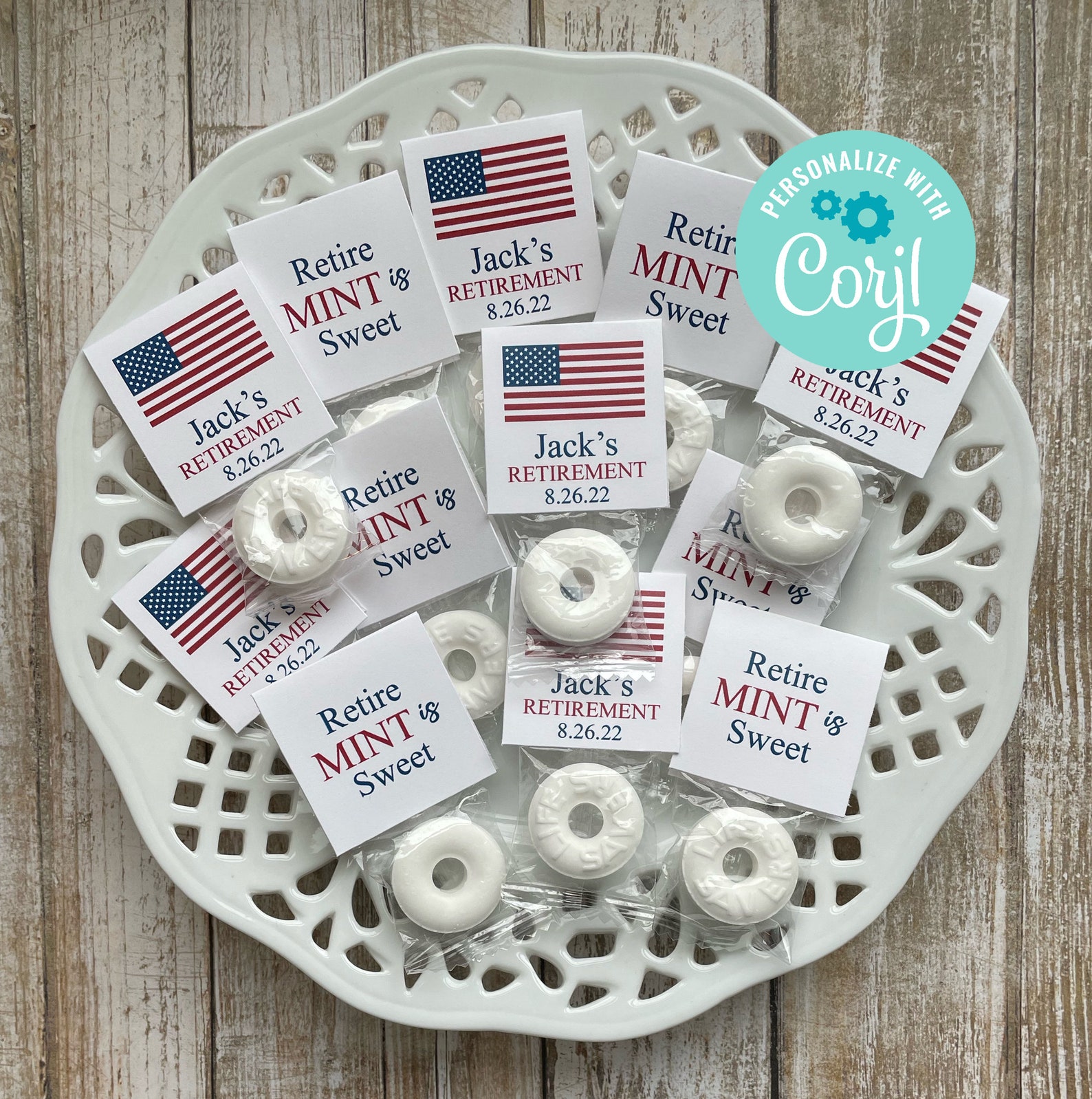 Editable Retirement Mint Favors, Retire Mint, Custom Mints, American ...