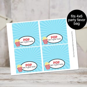 Pop Open a Good Book, Popcorn Bag Toppers, Reading Bag Topper, Treat ...