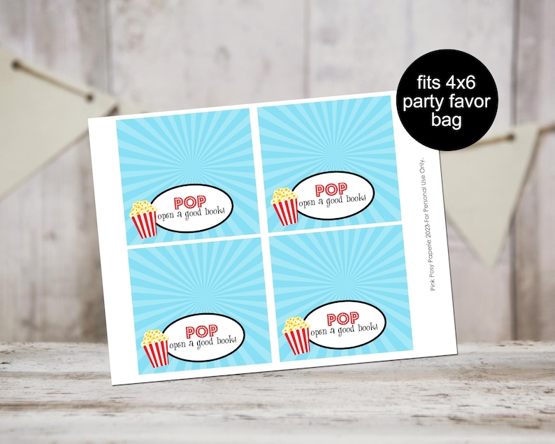 Pop Open a Good Book, Popcorn Bag Toppers, Reading Bag Topper, Treat ...