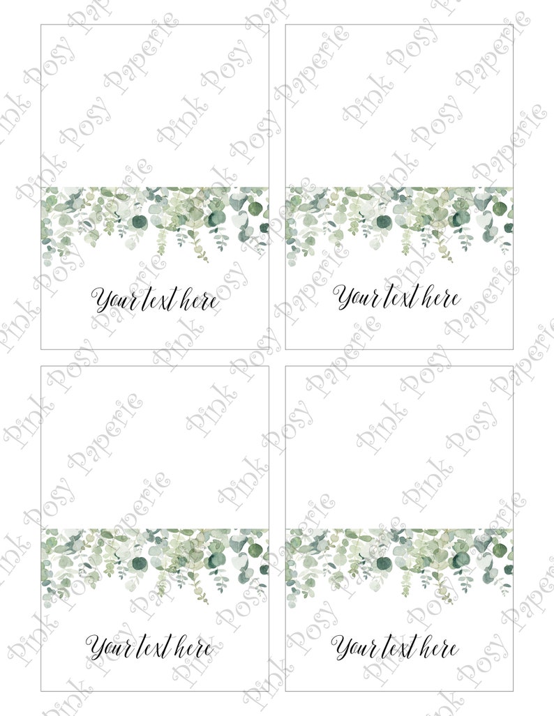 Greenery Food & Drink Cards Foldable Place Cards Food Tent - Etsy