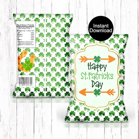 St Patrick's Day Chip Bag Lucky Chip Bag St | Etsy