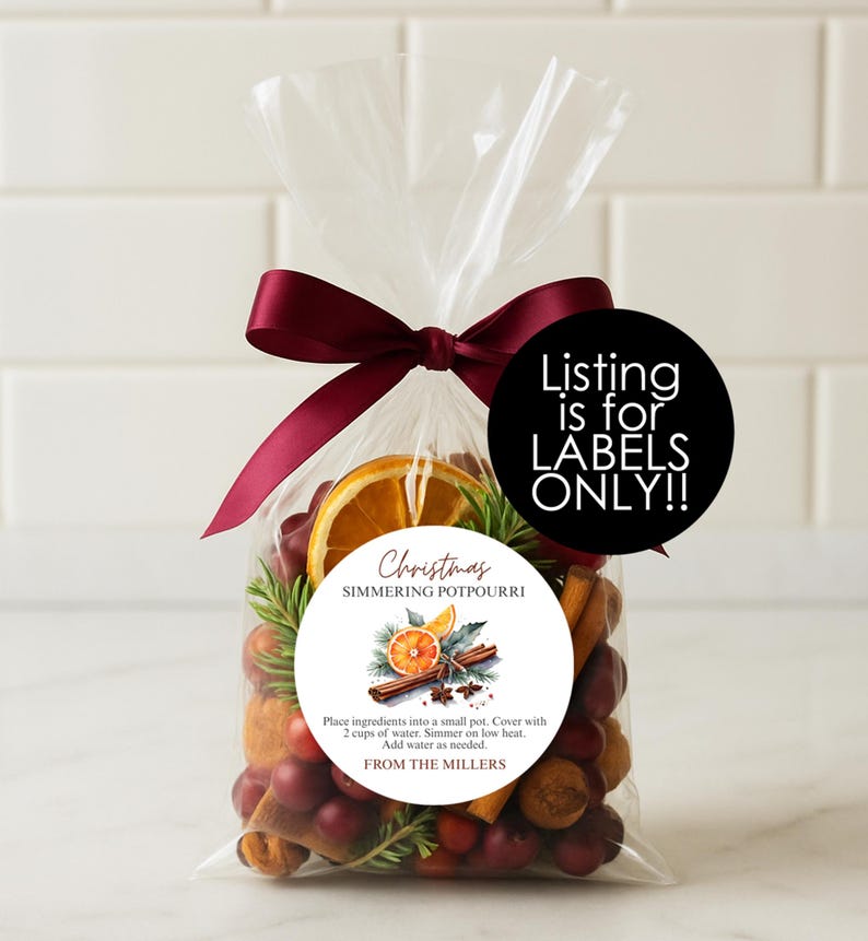Christmas Simmering Potpourri Labels, Stovetop Potpourri Stickers ...