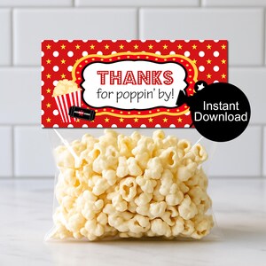 Movie Night Bag Toppers, Birthday Treat Bag Favors, Popcorn Bag Toppers ...