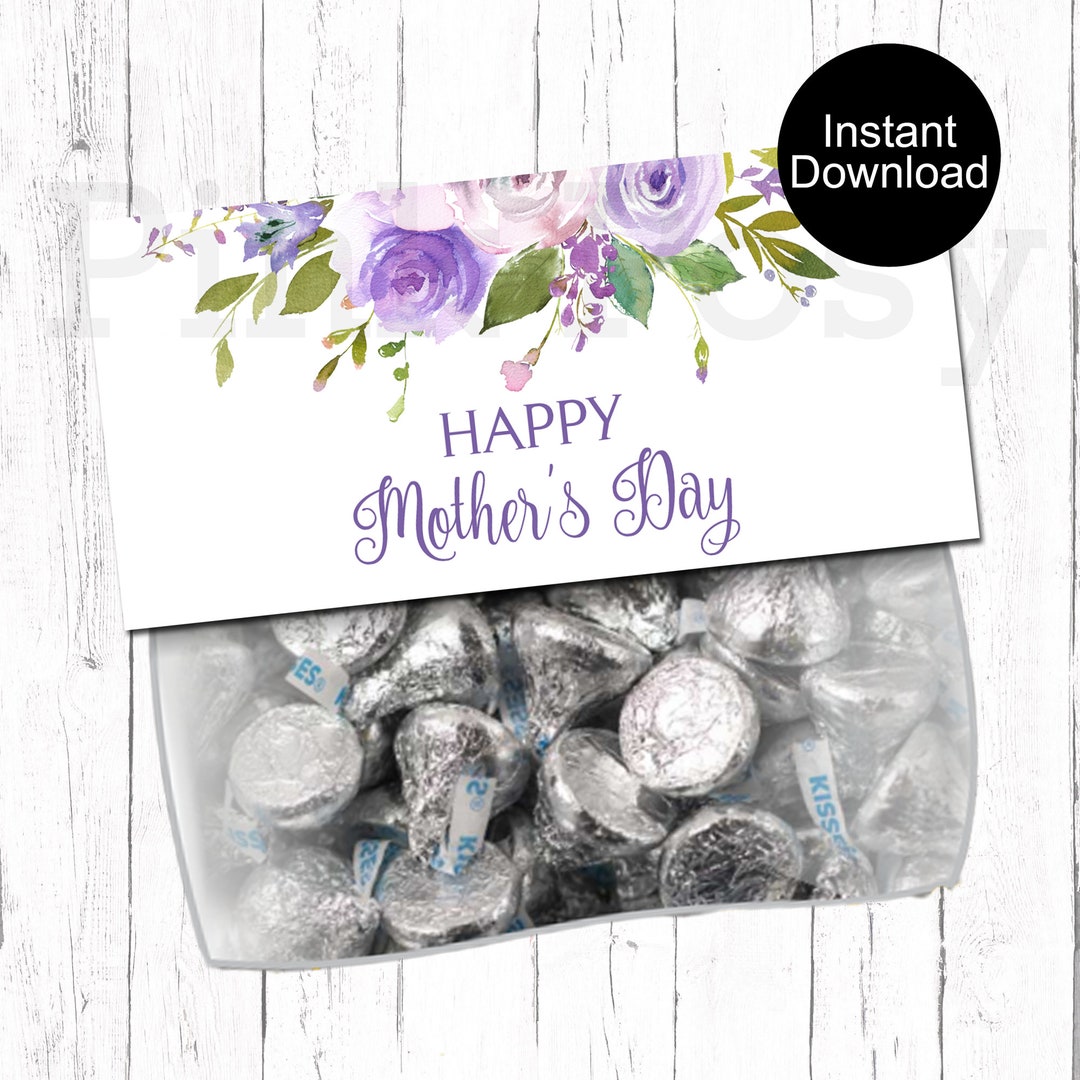Mother's Day Treat Bag Toppers, Lavender Floral Favors, Mother's Day ...