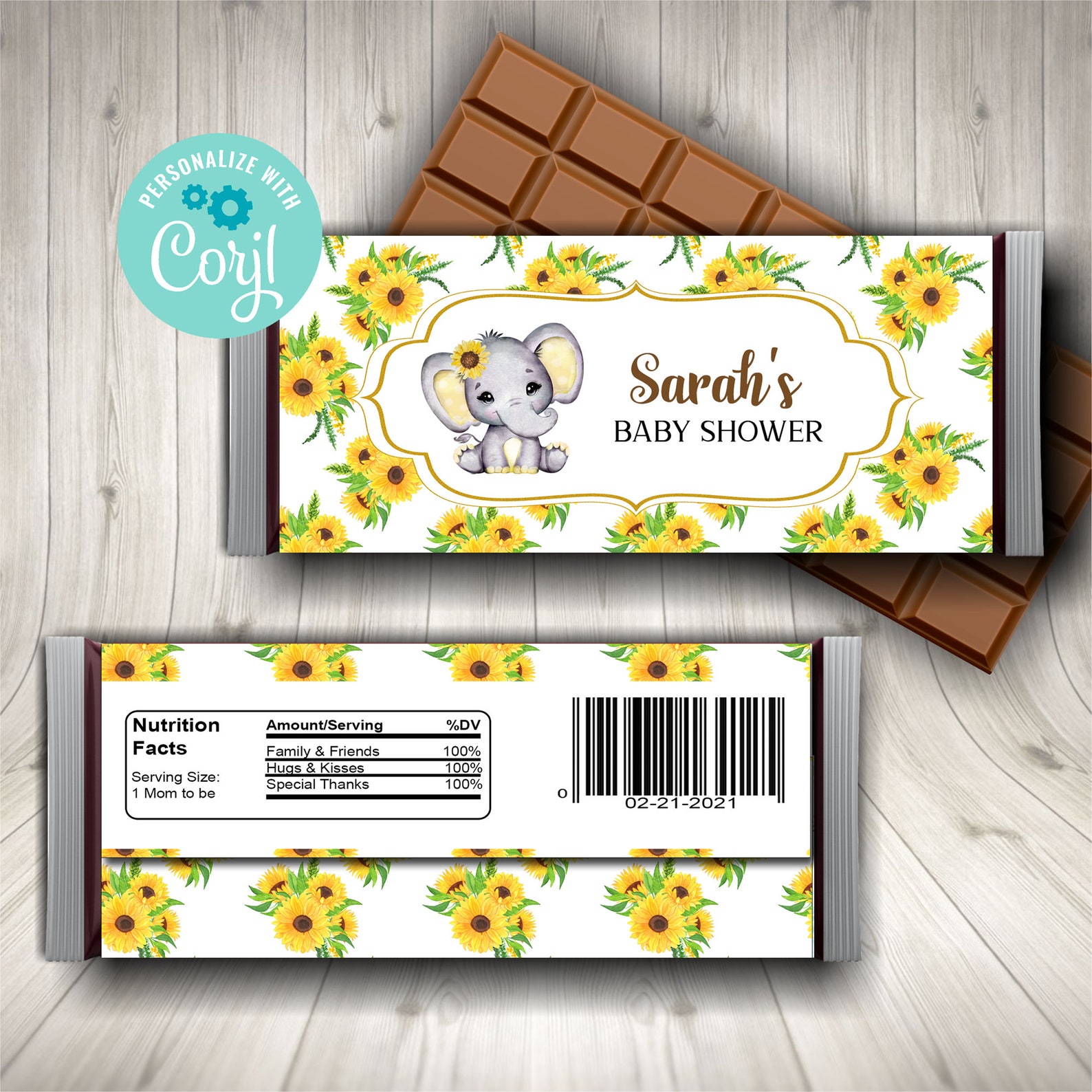 Editable Elephant Candy Bar Wrapper Baby Shower Favors - Etsy