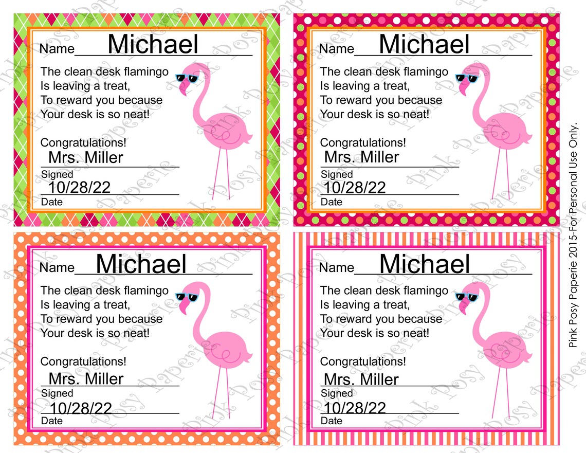 Editable Flamingo Birthday Certificates Tropical Rewards - Etsy