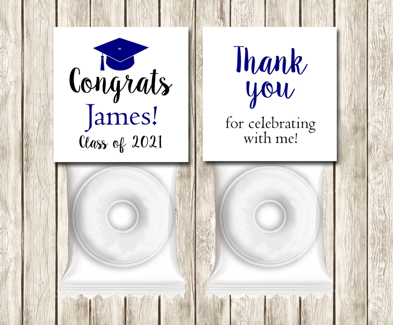 Editable Graduation Mint Favors, Class of 2024, Custom Mints, Navy Blue ...