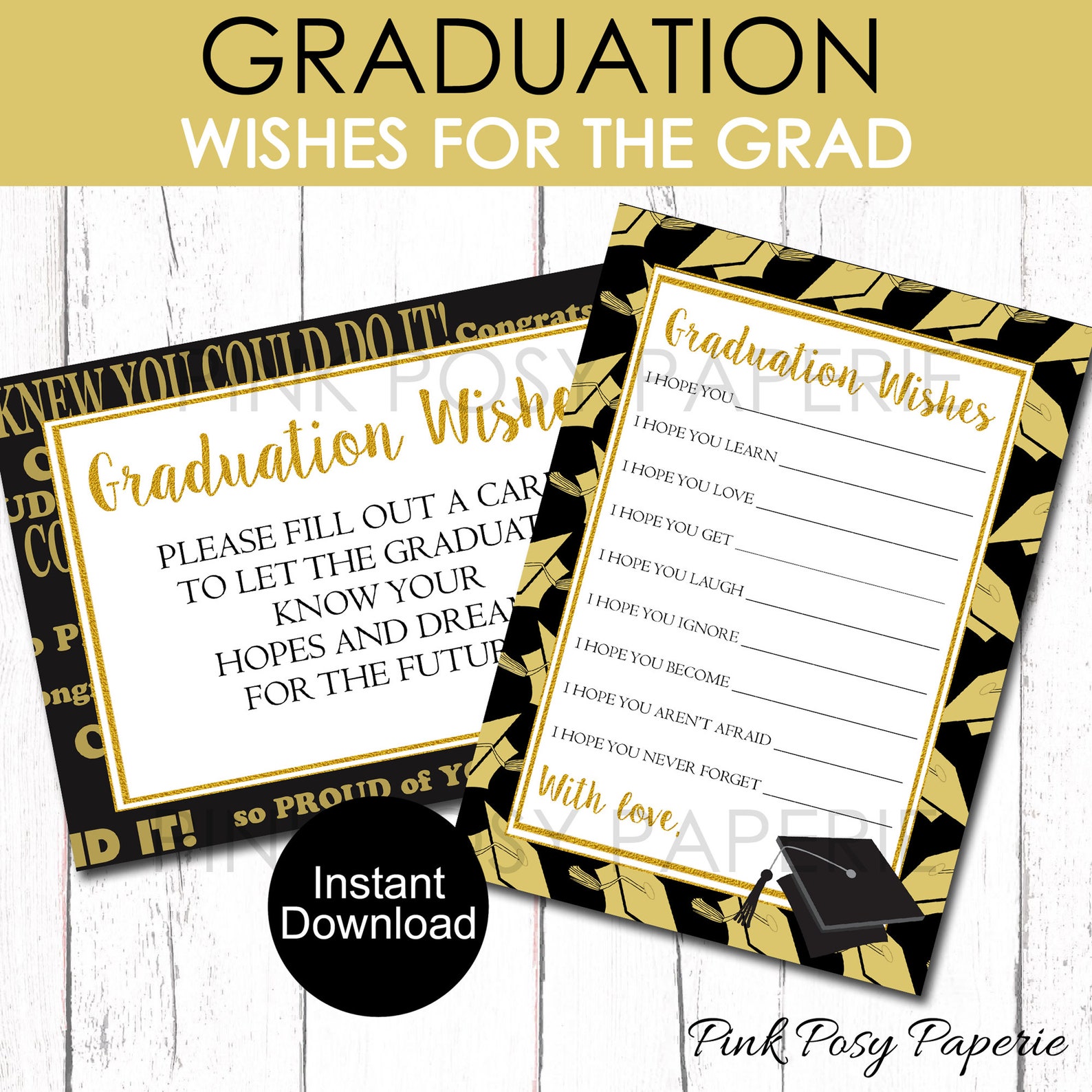 Black Gold Graduation Wishes Graduation Wishes Cards Advice - Etsy