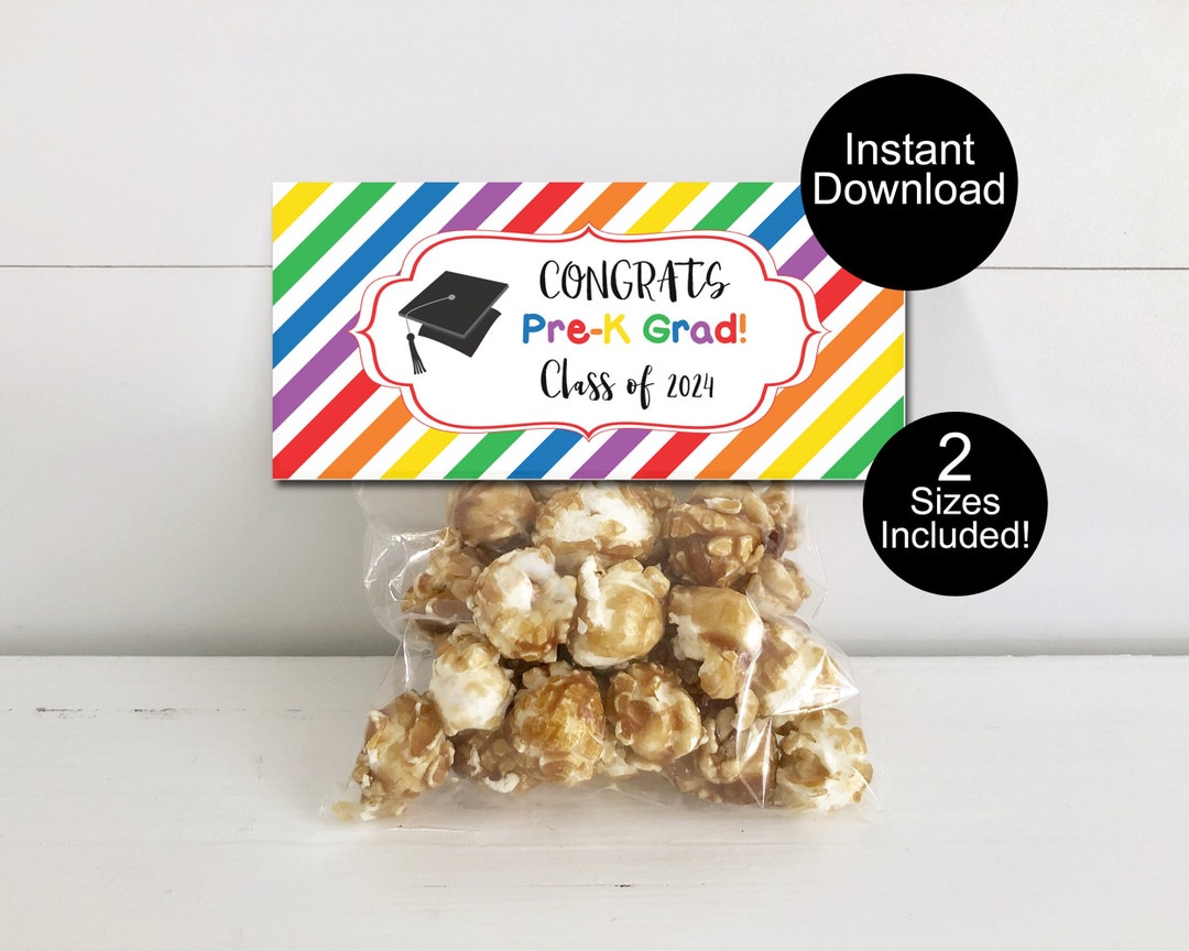 Pre-k Graduation Treat Bag Toppers, School Party Favors, Class of 2024 ...