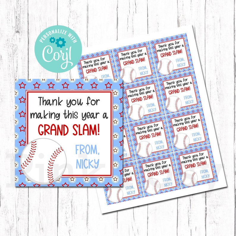 End of School Year Tags, Baseball Tags, Classmate Gift Tags, Teacher ...