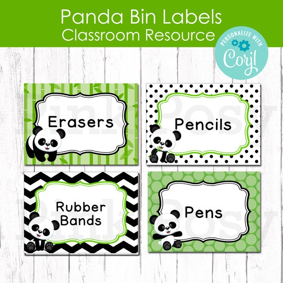 Editable Bin Labels Panda Classroom Labels Classroom Decor | Etsy