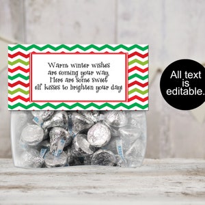 Elf Kisses, Christmas Bag Toppers, Treat Bag Favors, Favors for Guests ...