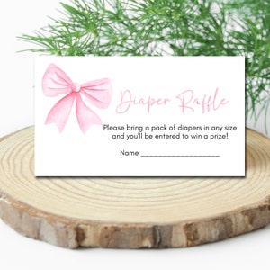 Pink Bow Diaper Raffle Tickets, Printable Baby Shower Game, Ballet ...