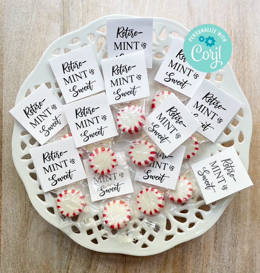 Editable Retirement Mint Favors, Retire Mint, Custom Mints, Black White ...
