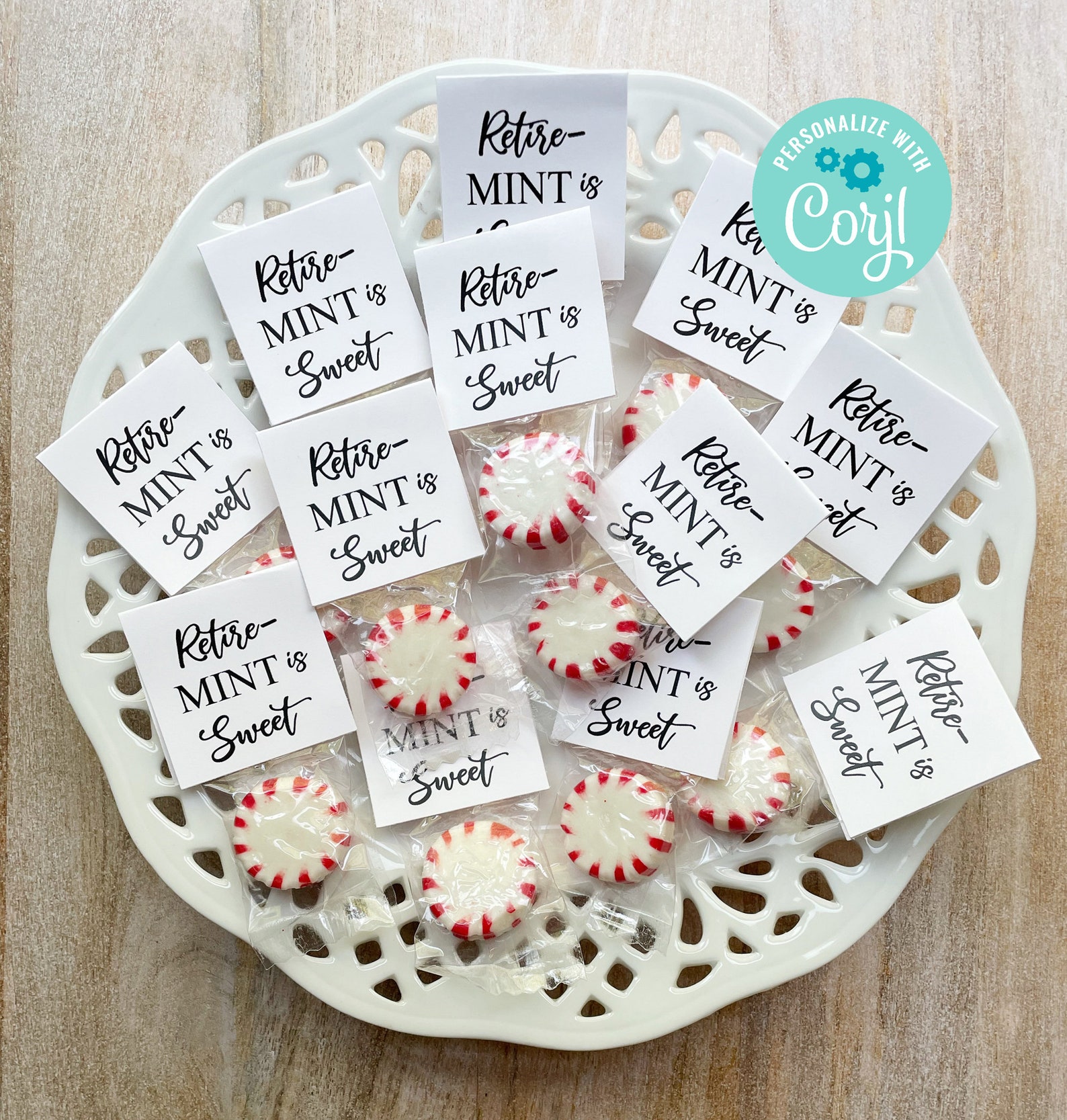 Editable Retirement Mint Favors, Retire Mint, Custom Mints, Black White ...