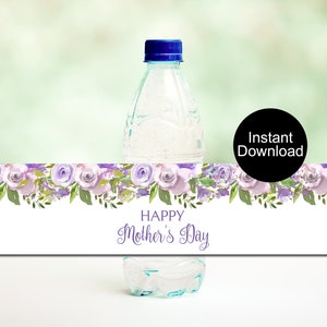 Mother's Day Water Bottle Wrappers, Happy Mother's Day, Printable ...