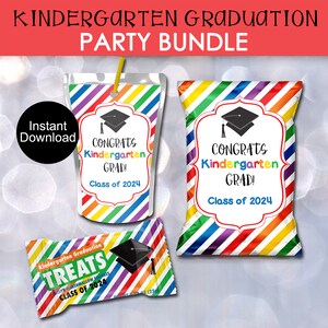 Kindergarten Graduation Party Bundle, Graduation Chip Bags, Printable ...