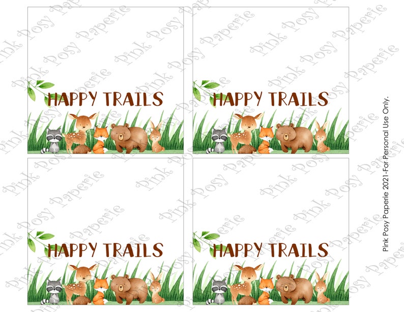 Woodland Bag Toppers Birthday Treat Bag Favors Happy Trails - Etsy