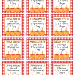 Caramel Apple Kit Tags, Caramel Apple Gift Tags, Instant Download ...