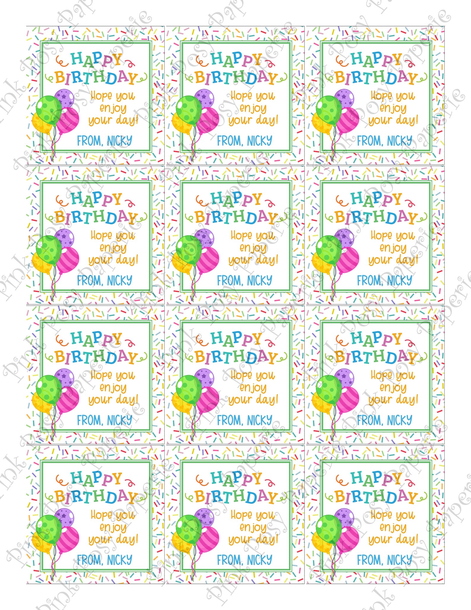 Editable Birthday Gift Tags Birthday Party Tags Favor Tags - Etsy