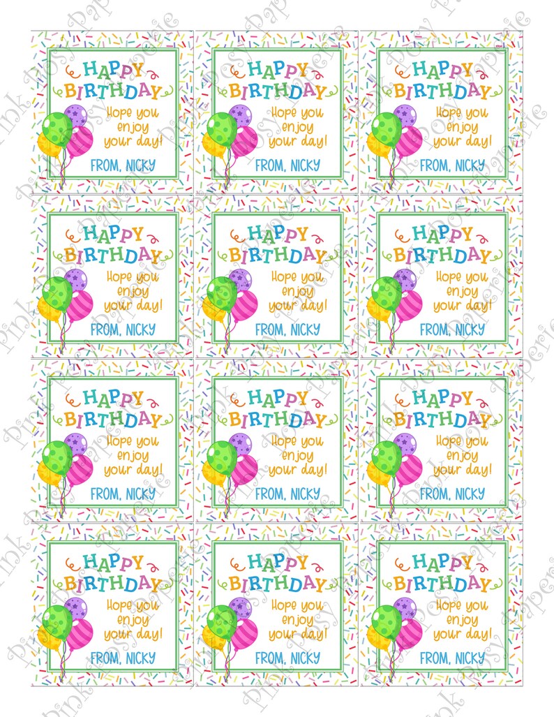 Editable Birthday Gift Tags Birthday Party Tags Favor Tags - Etsy