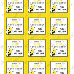 End of School Year Tags, Editable Bee Tags, Student Gift Tags, Thank ...