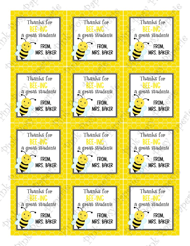 End of School Year Tags Editable Bee Tags Student Gift Tags - Etsy