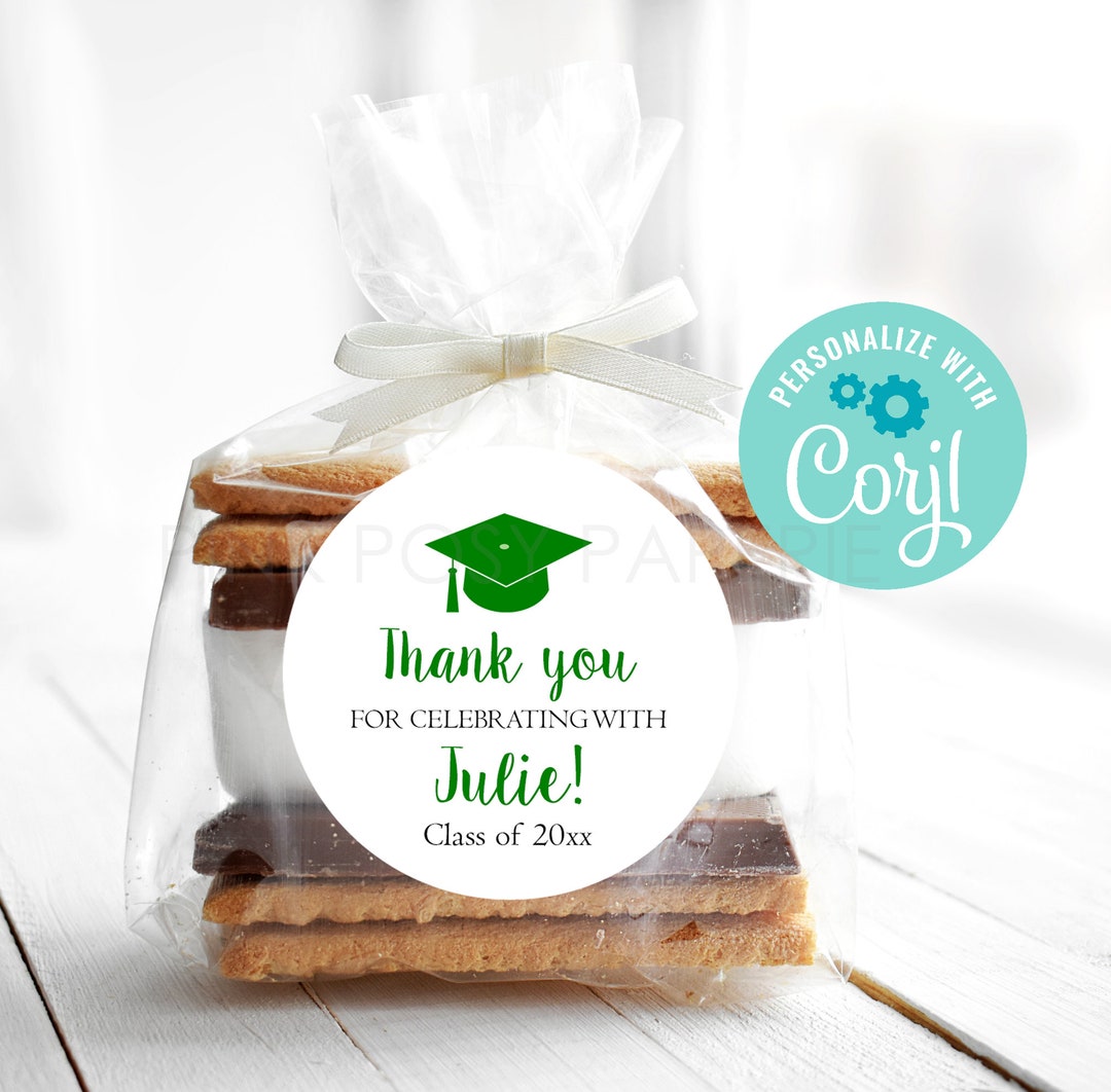 Editable Graduation Favor Labels, Green Graduation Labels, Graduation ...