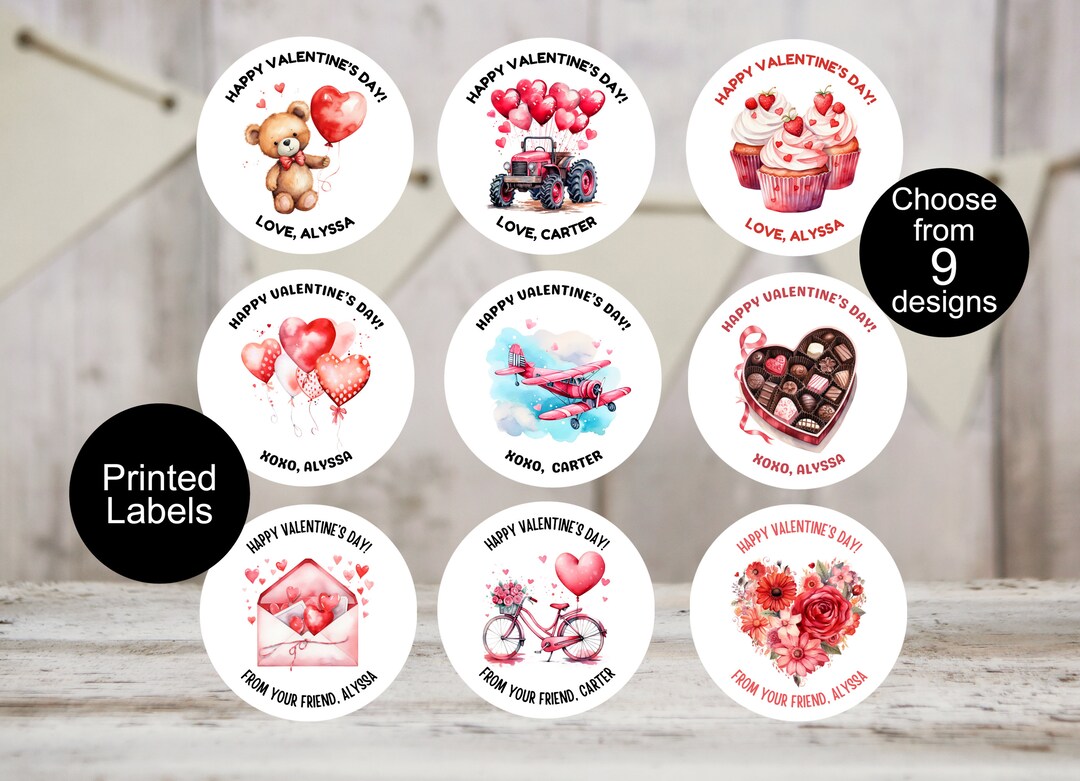 Valentine Stickers, Happy Valentine's Day, Personalized Stickers, Party ...