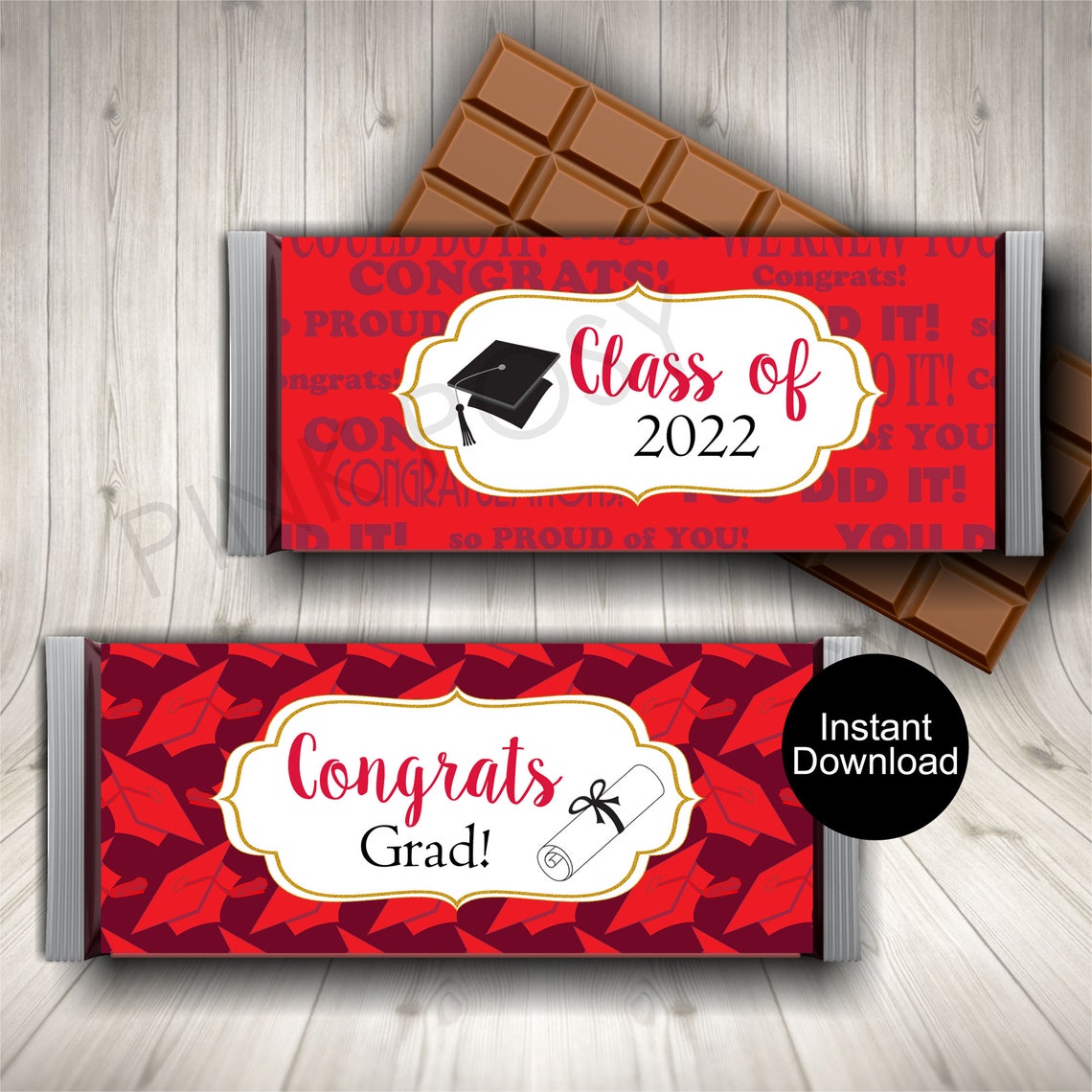 Graduation Candy Bar Wrapper Red Chocolate Wrappers Class of | Etsy