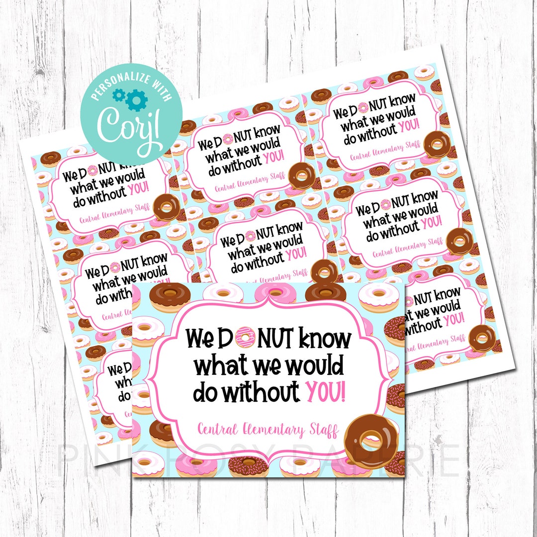 Editable Donut Tags Appreciation Gift Tags Teacher Gift - Etsy