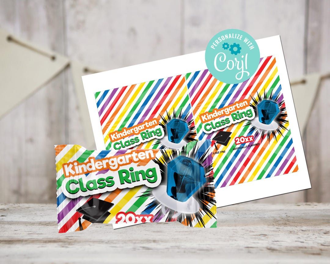 Editable Kindergarten Class Ring Treats, Grad Party Treats, Graduation ...
