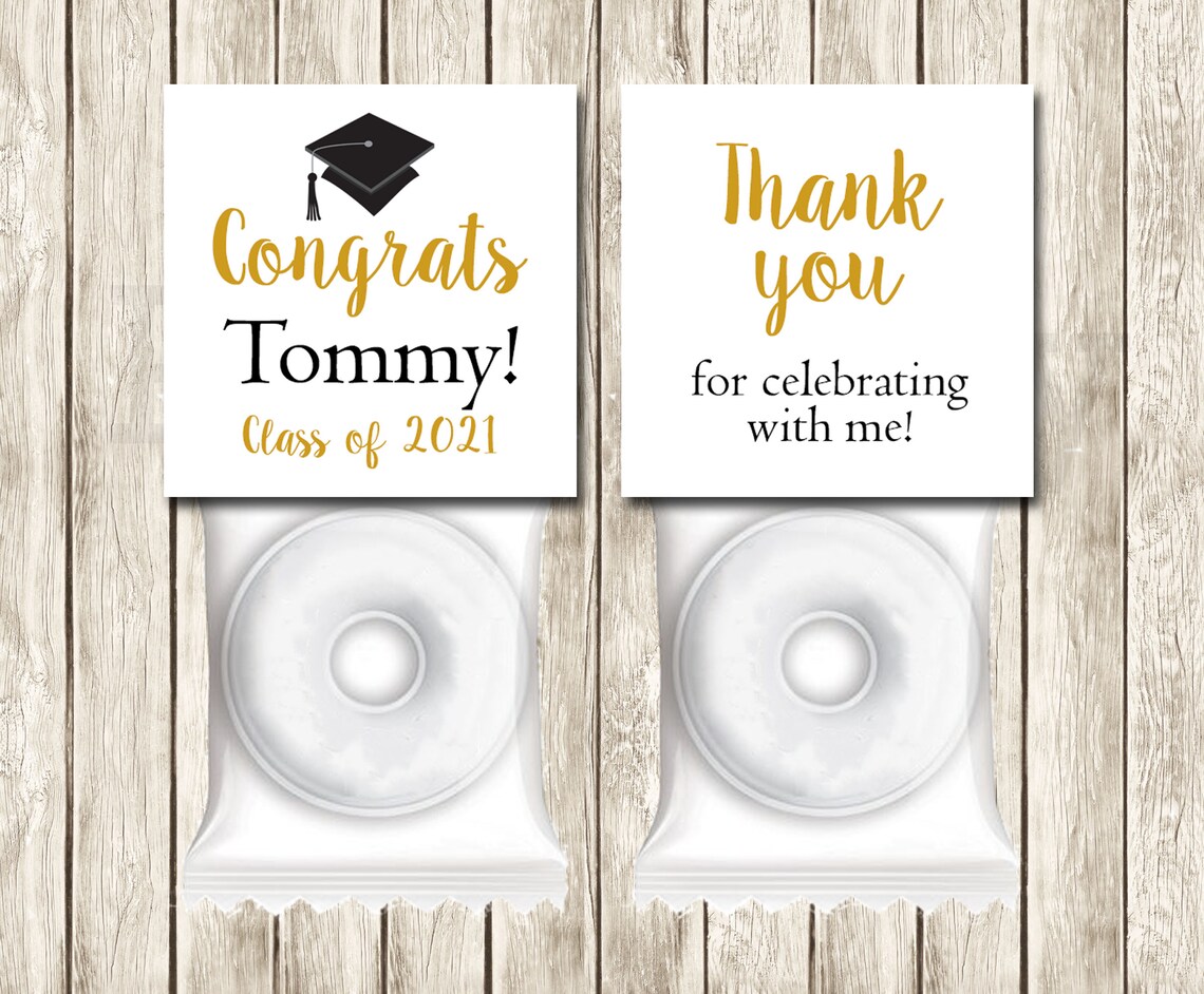 Editable Graduation Mint Favors, Class of 2024, Custom Mints, Black ...