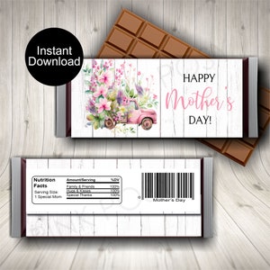 Mother's Day Candy Bar Wrappers, Mother's Day Favors, Vintage Truck ...