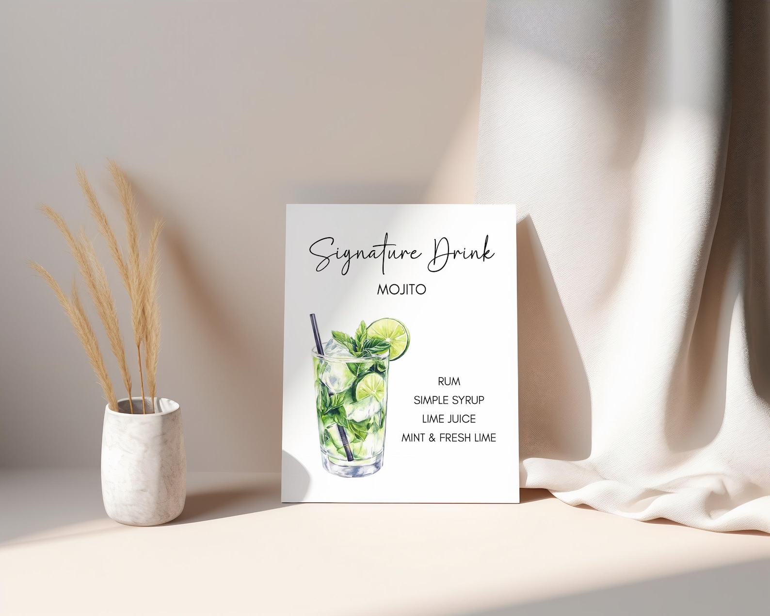 Mojito Sign, Signature Cocktail, Bachelorette Party, Bridal Shower Bar ...