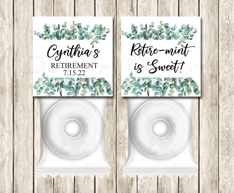 Retirement Mint Favors Retire Mint Custom Mints Greenery - Etsy