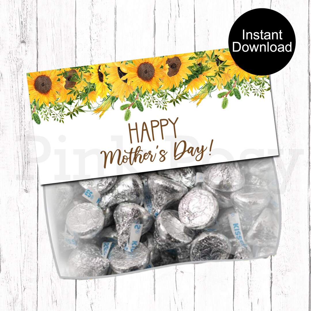 Mother's Day Treat Bag Toppers, Sunflower Theme Favors, Mother's Day ...
