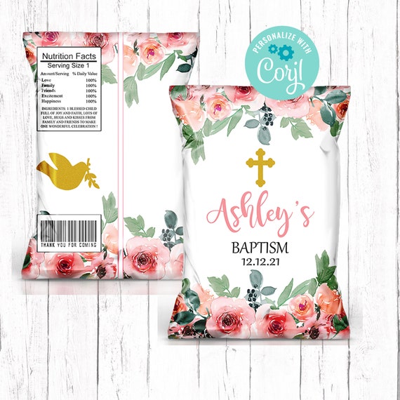 Baptism Chip Bag Editable Christening Chip Bag Baptism Girl | Etsy