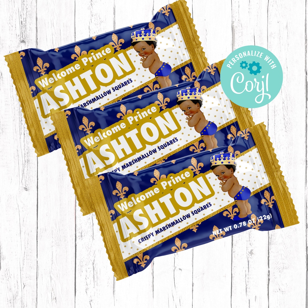 Prince Rice Cereal Treats, Baby Shower Favors, Boy Baby Shower, Royal ...