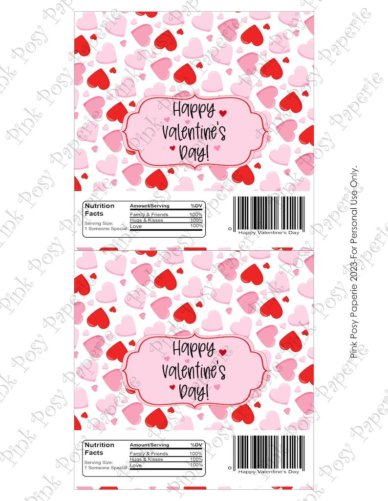 Valentine Candy Bar Wrappers Valentine Favors Classroom - Etsy