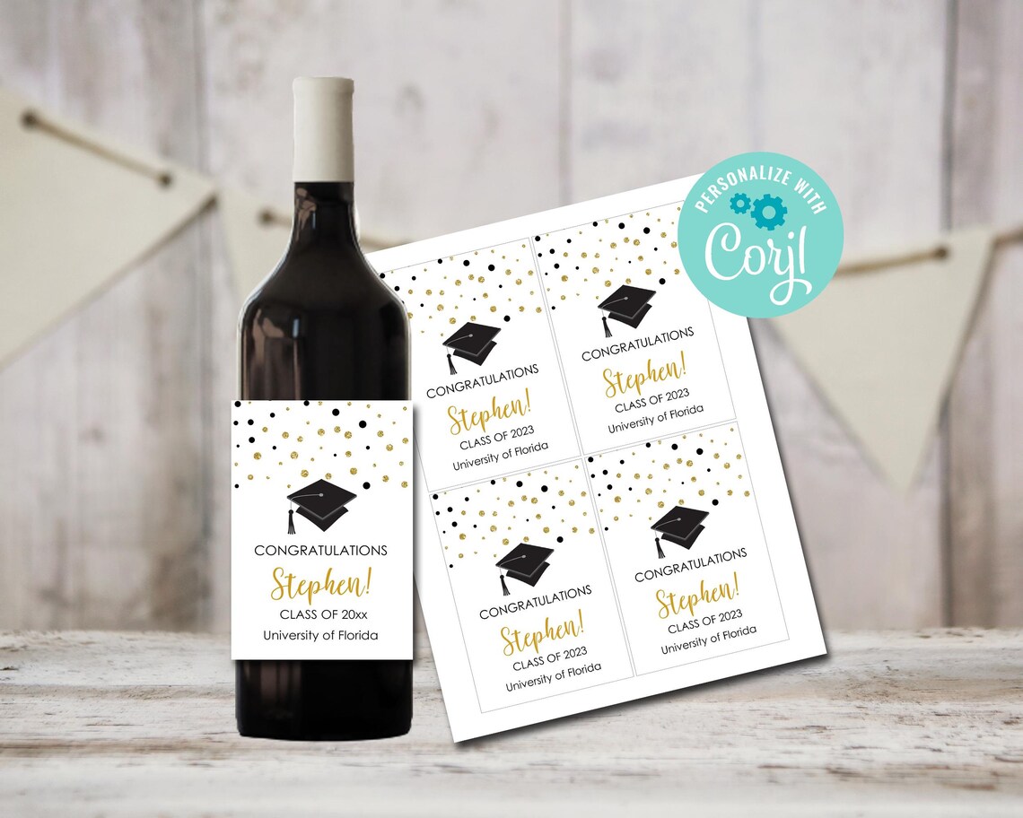 Graduation Wine Bottle Labels, Graduation Wine Template, Printable Wine ...