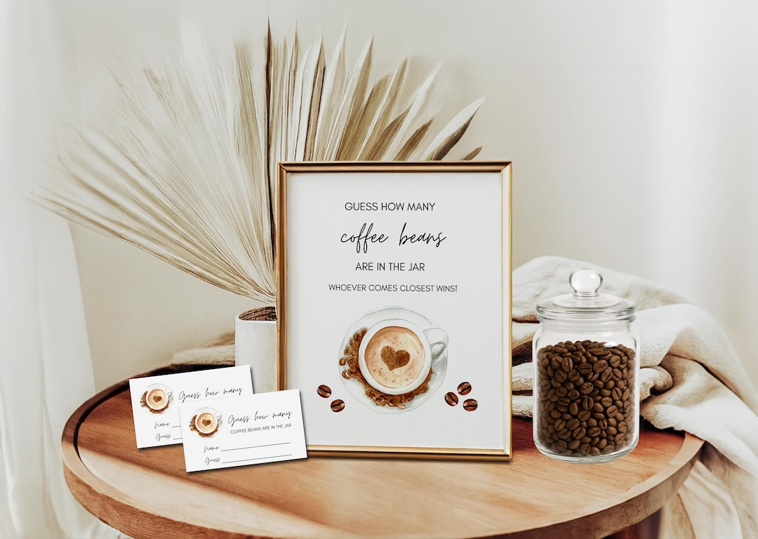 Guess How Many Coffee Beans in the Jar, Baby Shower Game, Guessing Game ...