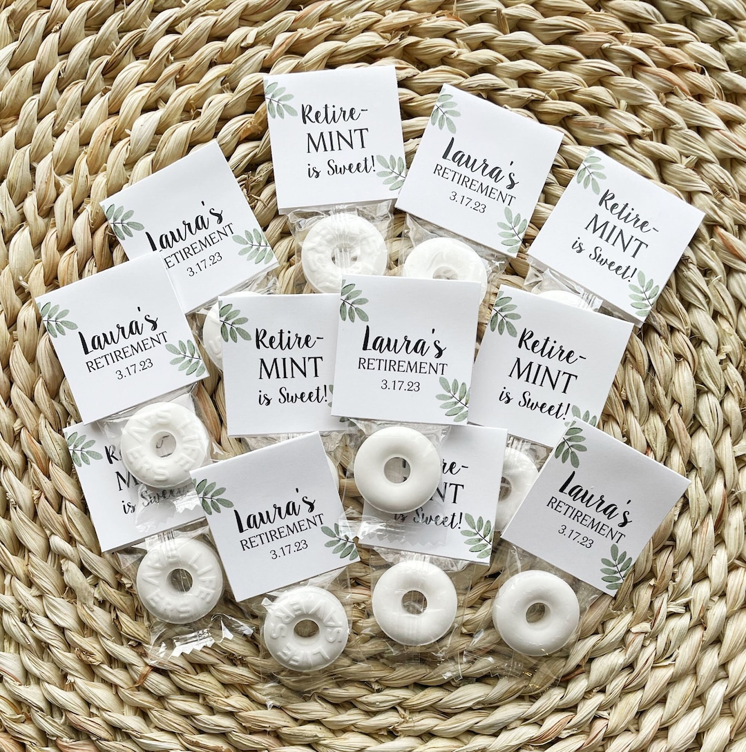Retirement Mint Favors, Custom Mints, Retire Mint, Greenery Theme ...