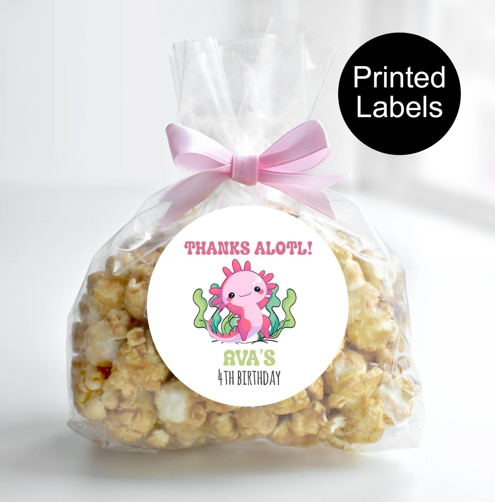 Axolotl Birthday Labels, Girl Birthday Party, Axolotl Stickers ...