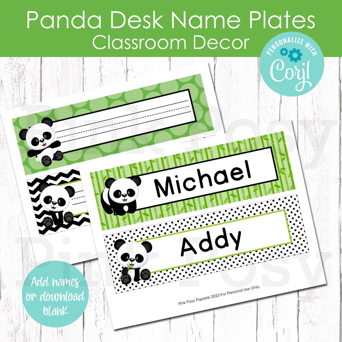 Editable Desk Name Plates Panda Desk Name Tag Classroom - Etsy