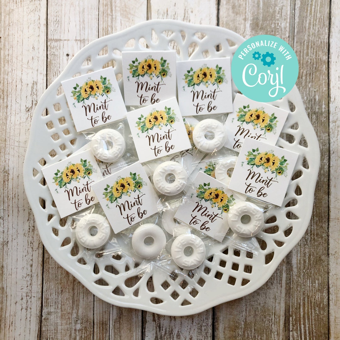 Editable Wedding Mint Favors, Mint to Be, Custom Mints, Sunflower Theme ...