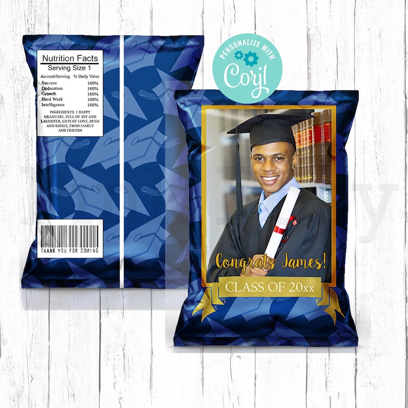 Graduation Chip Bag Editable Photo Chip Bag Graduation | Etsy